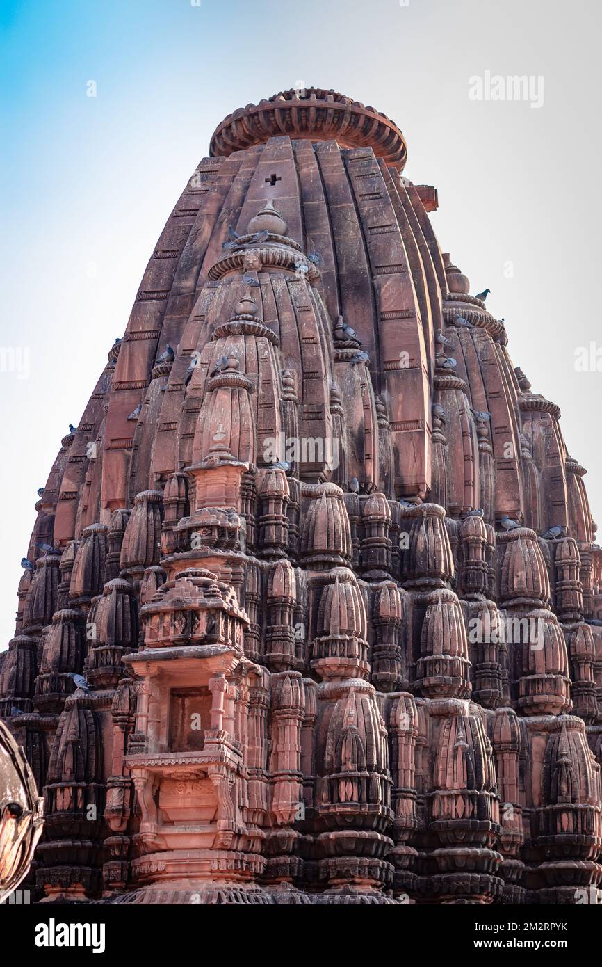 ancient hindu temple top architecture from different angle at day Stock ...