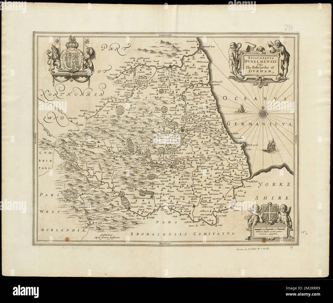 Episcopatus Dunelmensis vulgo The Bishoprike of Durham , Durham England ...