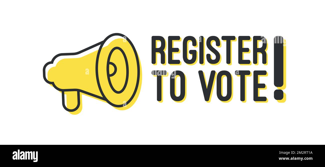 Register to vote megaphone banner design. Vector EPS 10 illustration ...