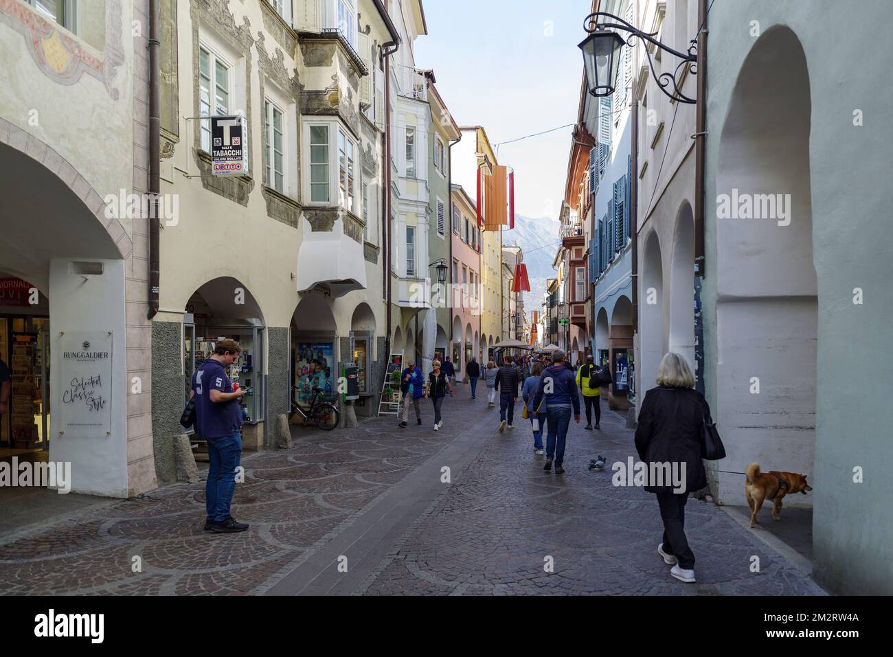 Street view in Merano, Autonomous Province of Bolzano, South Tyrol ...