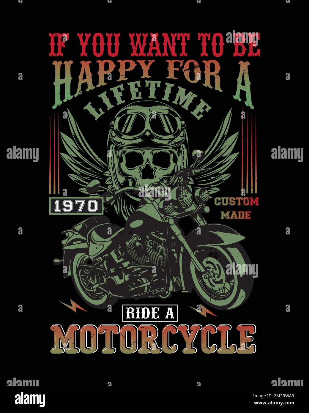 happy for a lifetime ride a motorcycle, T-shirt design for motorcycle ...