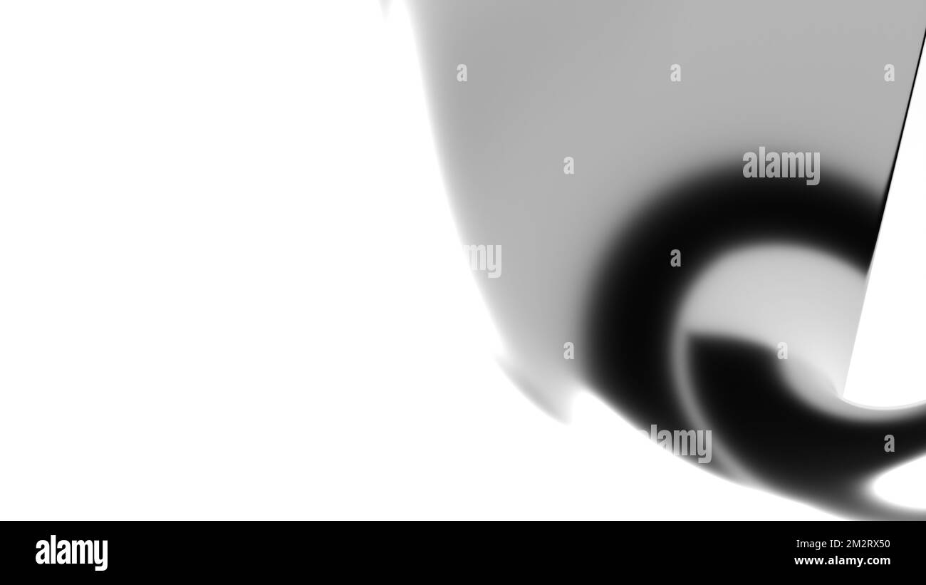 Black and white abstract illustration of a curved pattern. 3d rendering ...