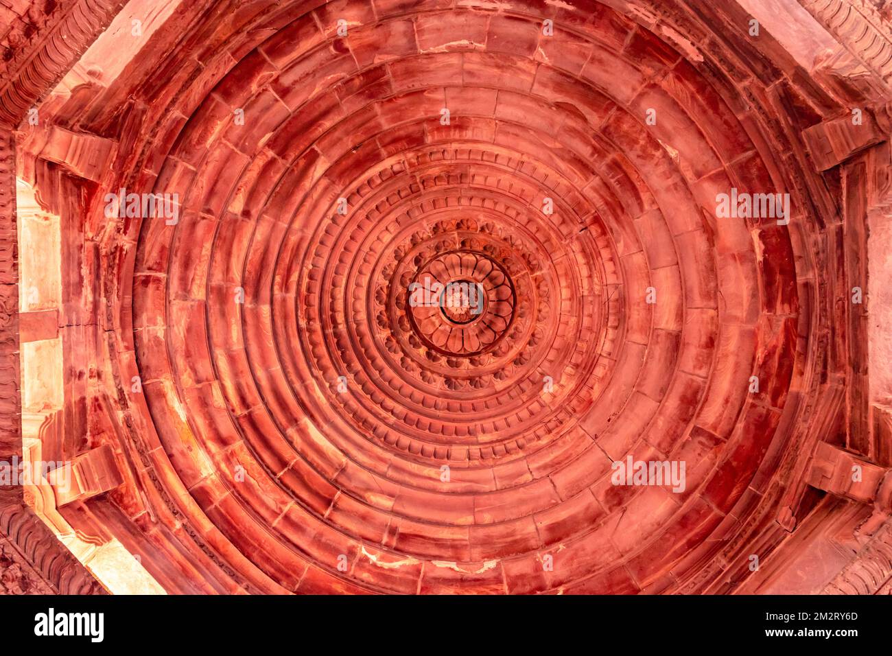 ancient hindu temple dome inside architecture from unique angle at day ...