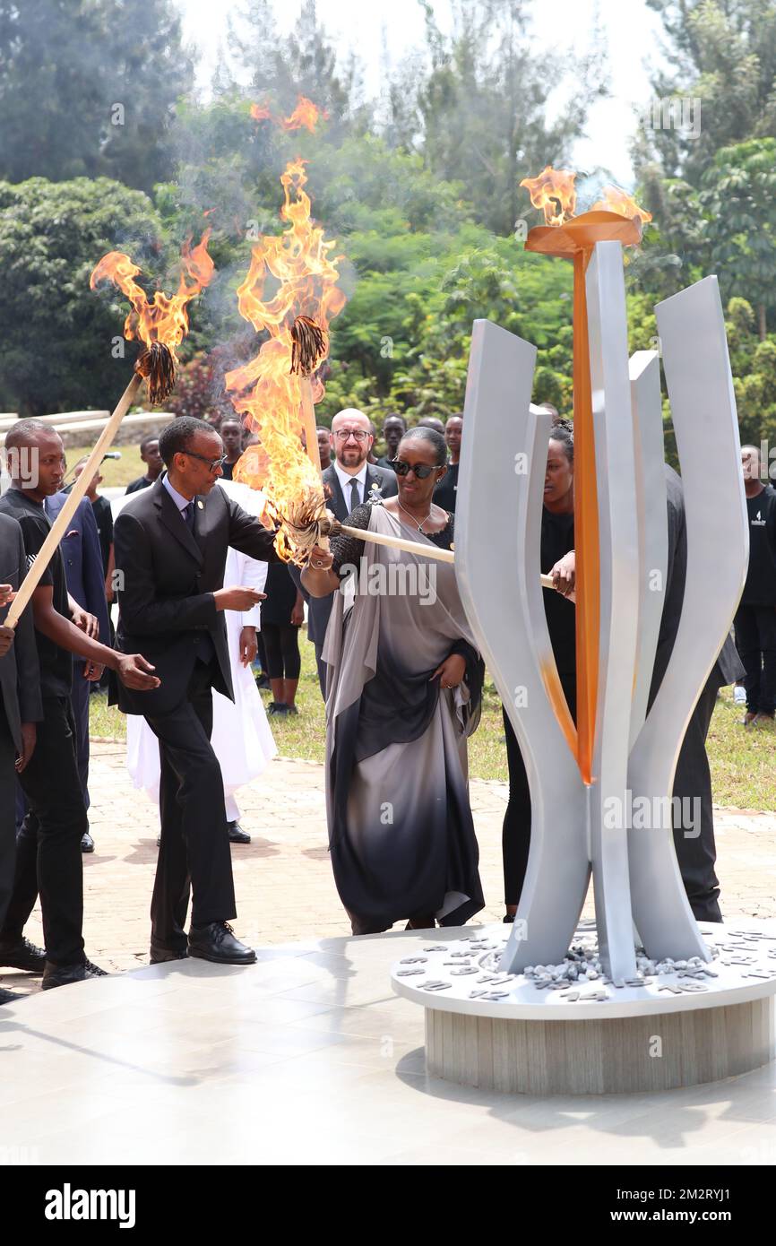 Rwanda President Paul Kagame and Belgian Prime Minister Charles Michel ...