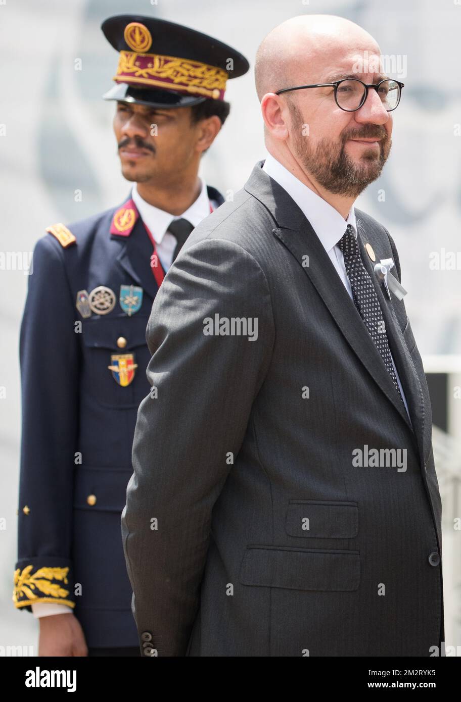 Belgian Prime Minister Charles Michel pictured during a commemoration ...