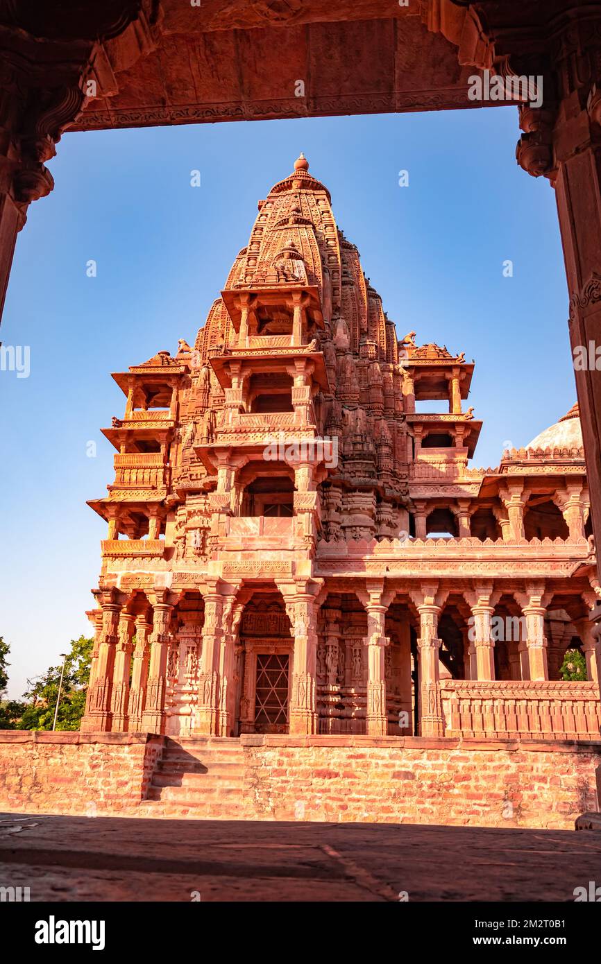 ancient hindu temple architecture with bright blue sky from unique ...