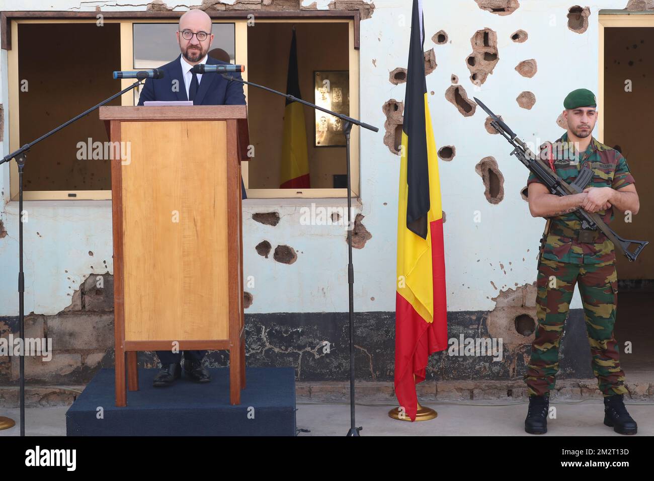 Belgian Prime Minister Charles Michel delivers a speech at a ...