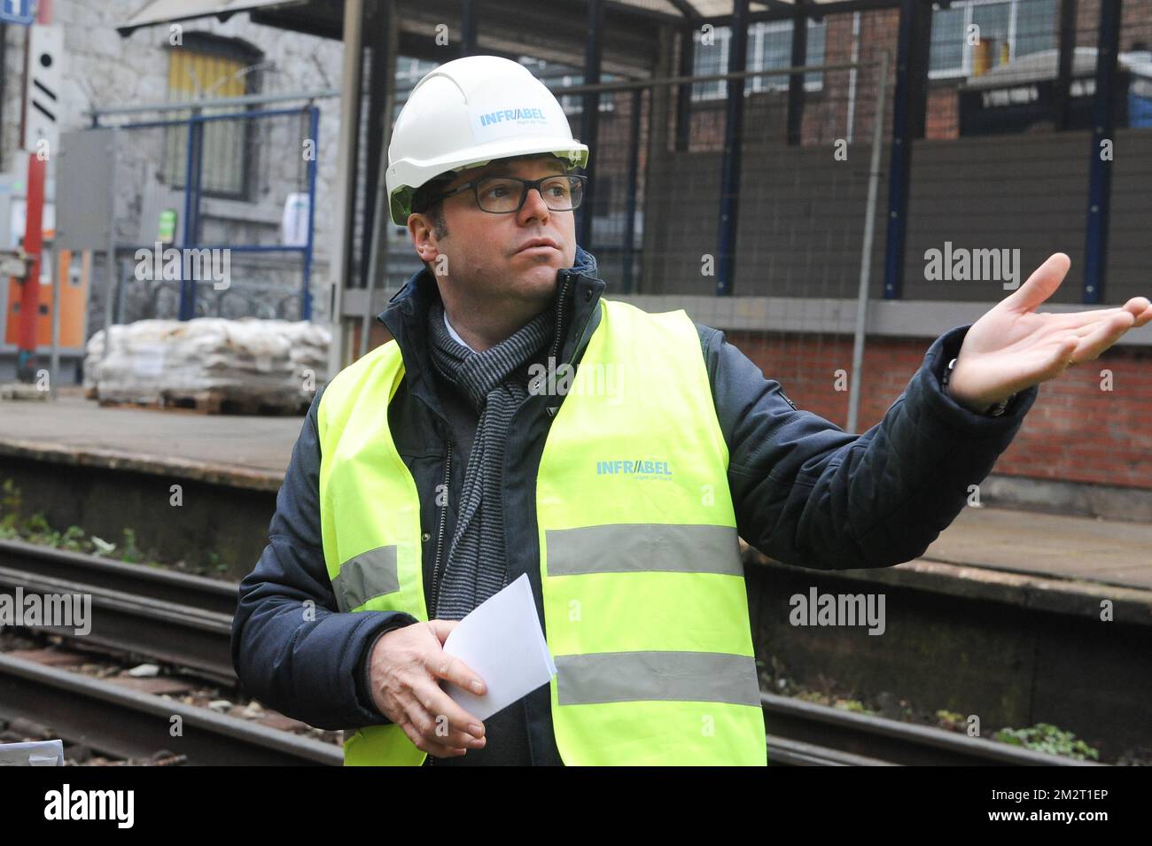 Frederic Sacre, spokesman of Infrabel pictured during a visit to the ...