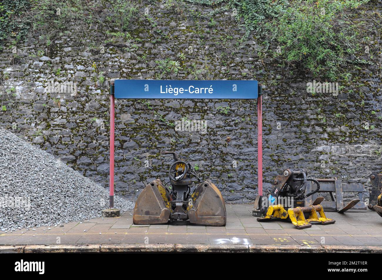 Illustration picture shows Liege Carre railway platform during a visit ...