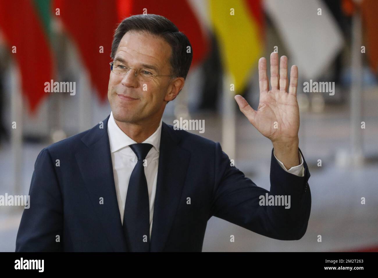 Prime Minister of the Netherlands Mark Rutte arrives at he EU summit ...