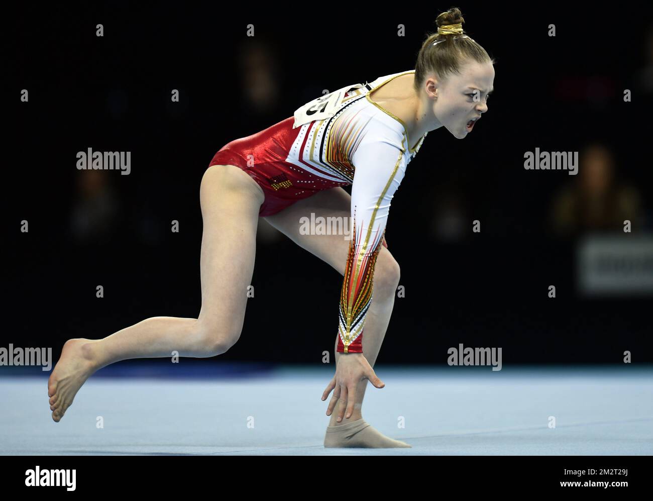 Belgian Gymnast Jade Vansteenkiste Pictured In Action During