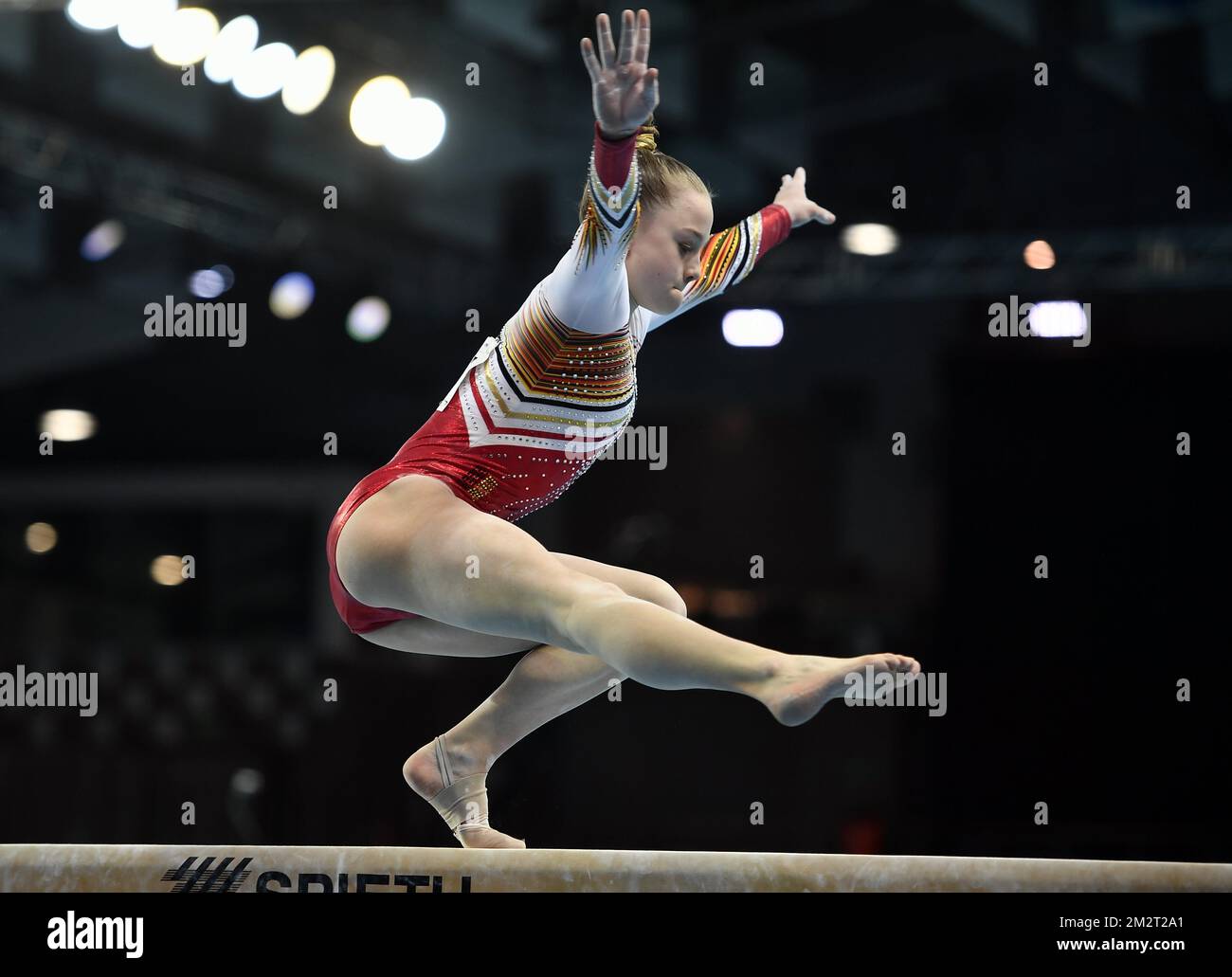 Belgian Gymnast Jade Vansteenkiste Pictured In Action At The Beam