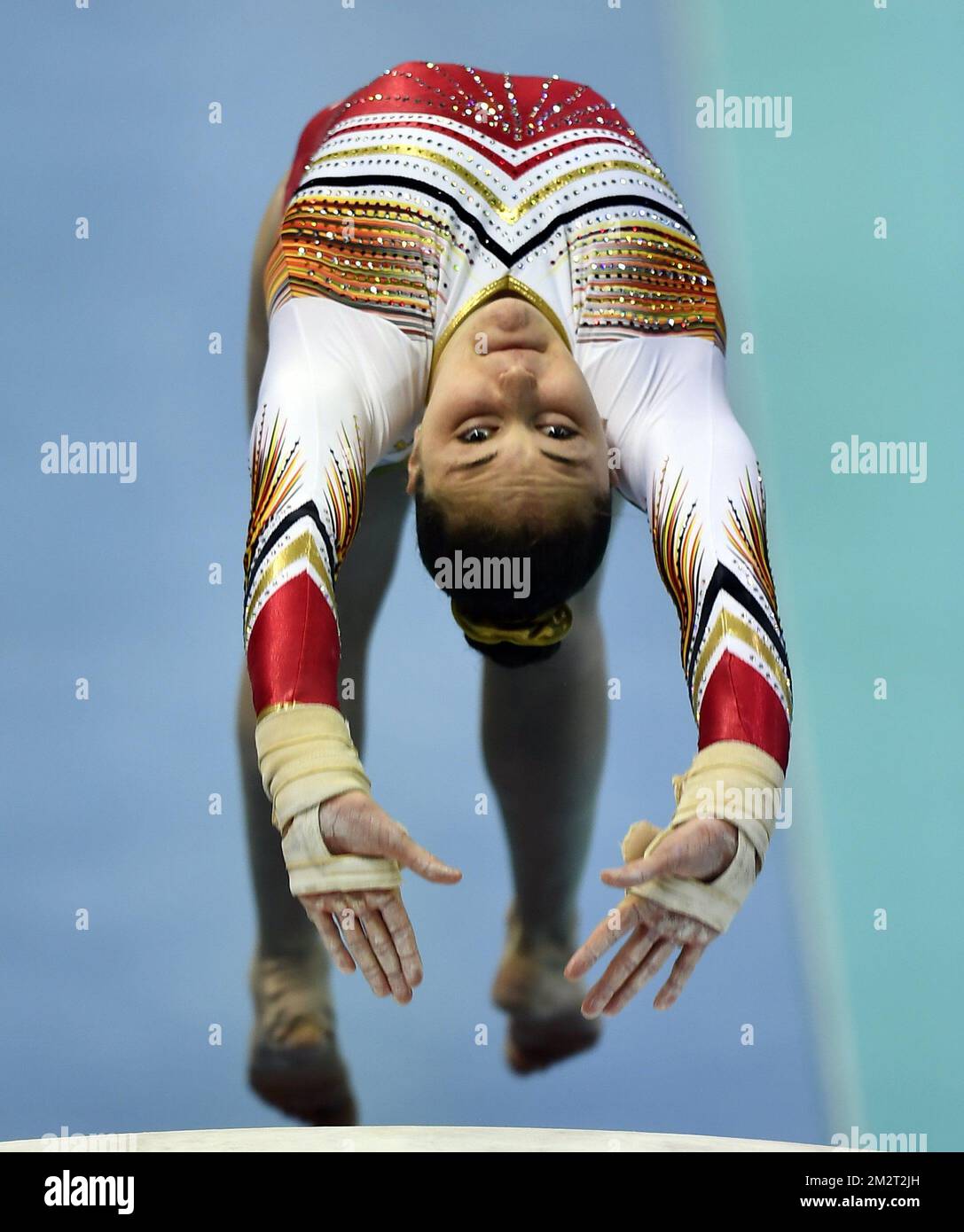Belgian gymnast Maellyse Brassart pictured in action during ...