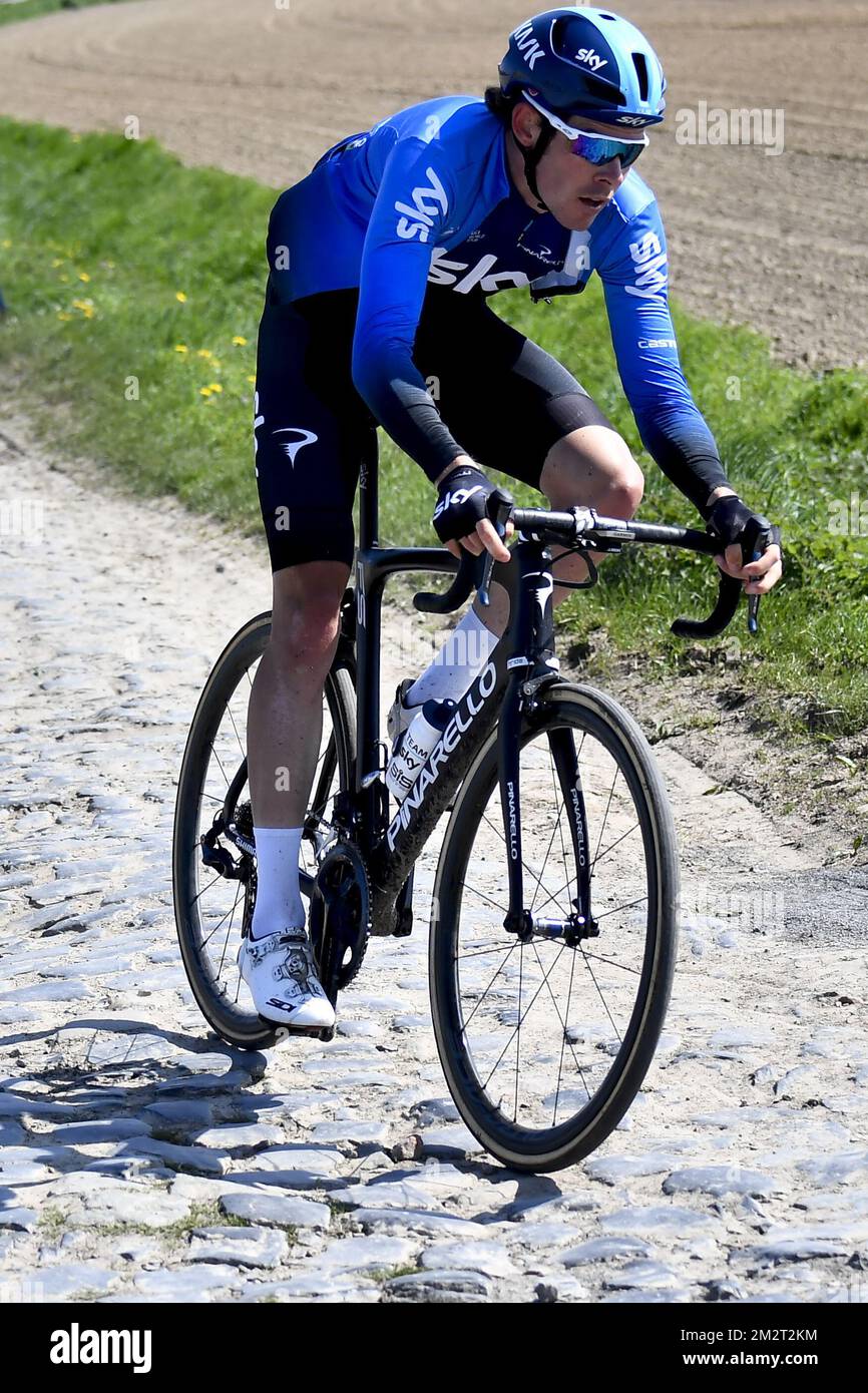 Welsh Luke Rowe of Team Sky pictured in action during a track ...
