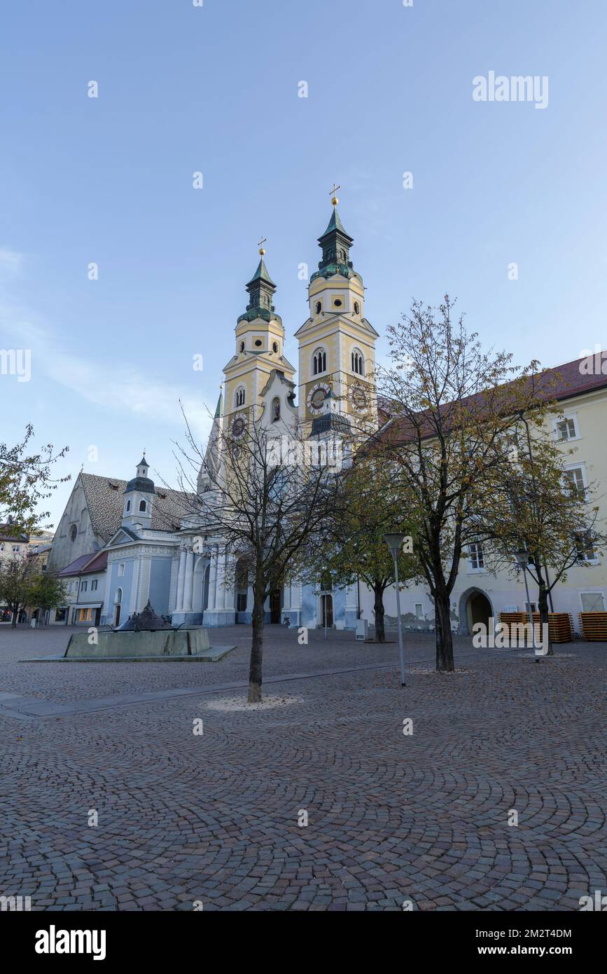 The main facade Brixen Cathedral from Domplatz, South Tyrol, northern ...