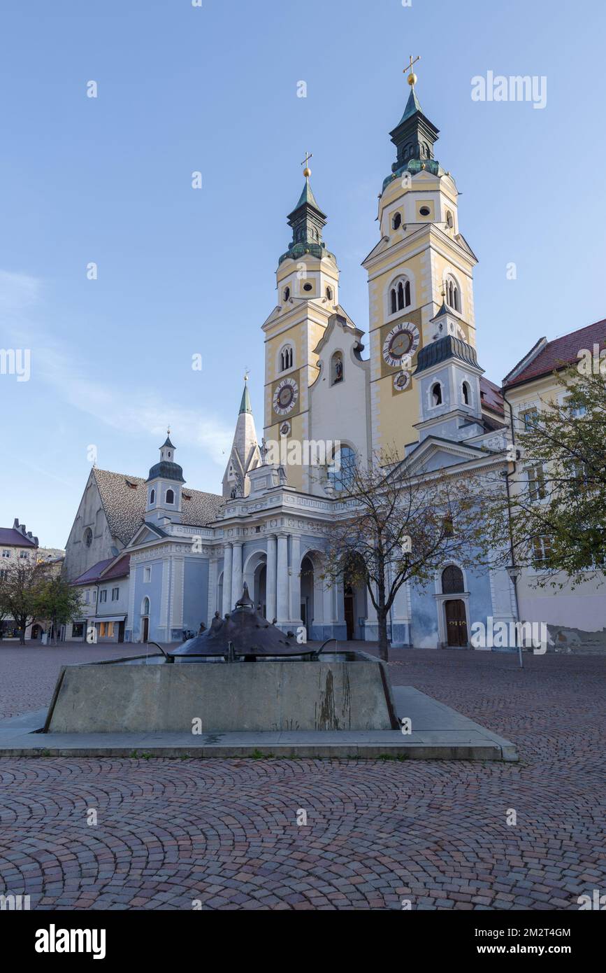 The main facade Brixen Cathedral from Domplatz, South Tyrol, northern ...