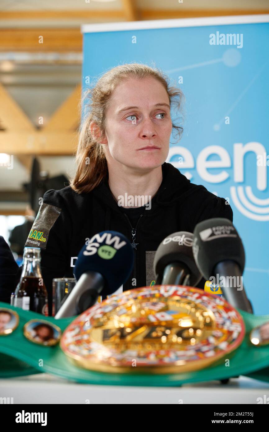 Belgian boxer Delfine Persoon pictured during a press conference ...