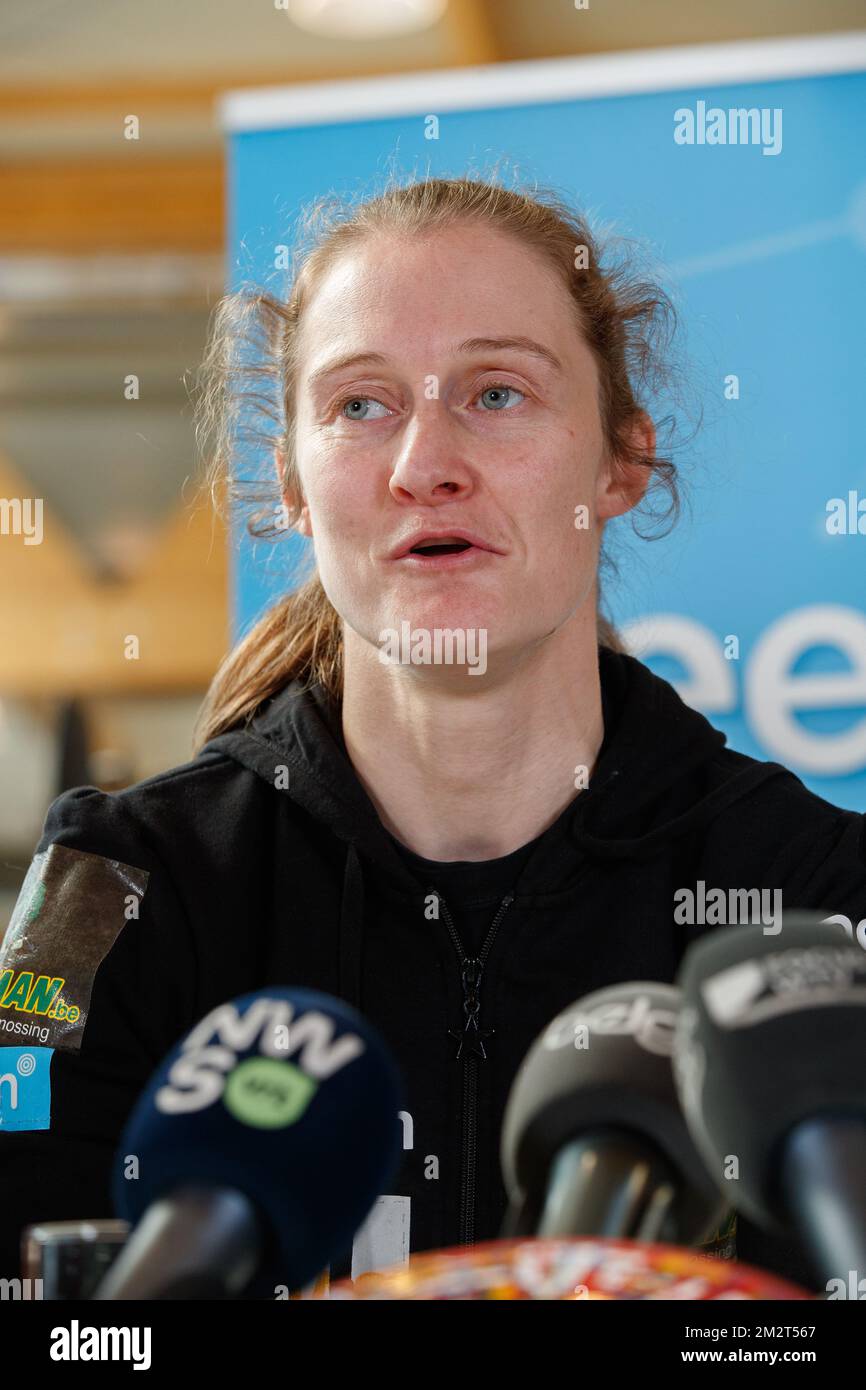 Belgian boxer Delfine Persoon pictured during a press conference ...
