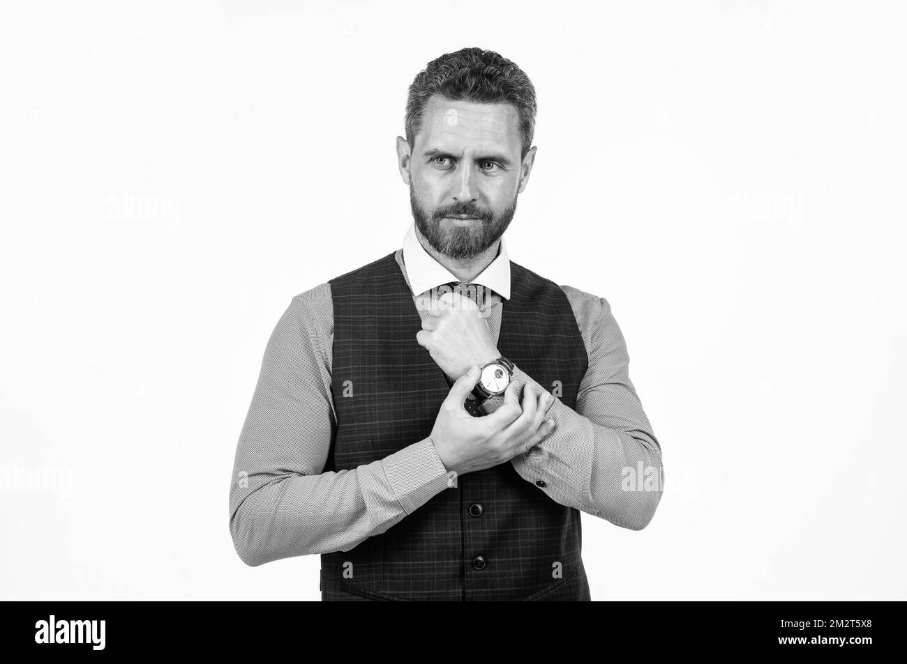 Confident handsome male showing Black and White Stock Photos & Images ...