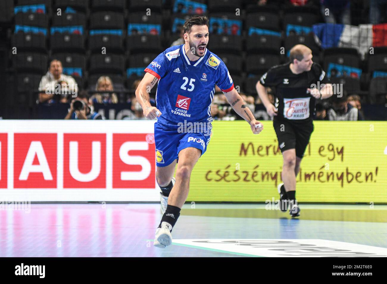 Hugo Descat (France) against Denmark. EHF Euro 2022. Main Round Stock ...