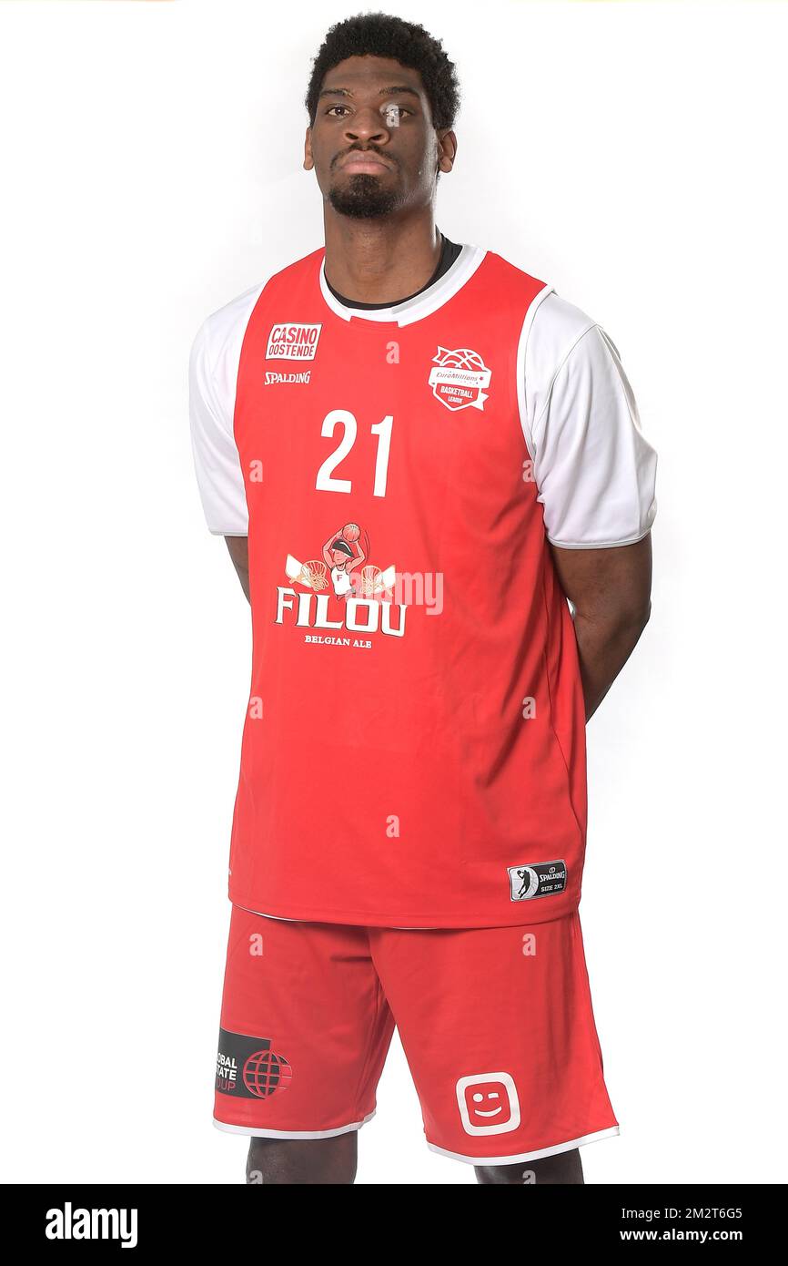 Oostende's Shevon Thompson poses for the photographer ahead of a ...
