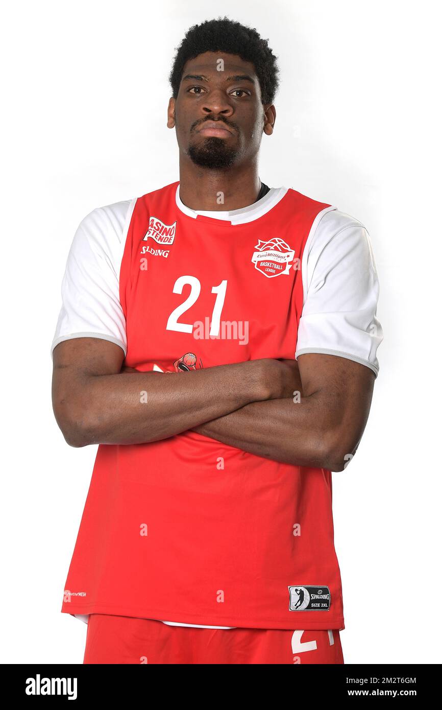 Oostende's Shevon Thompson poses for the photographer ahead of a ...