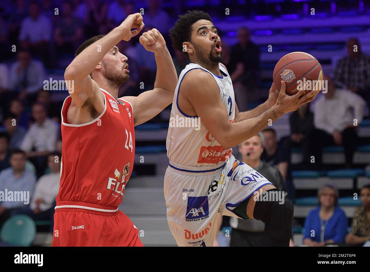 Oostende's Chase Fieler and Mechelen's Carrington Love pictured in ...