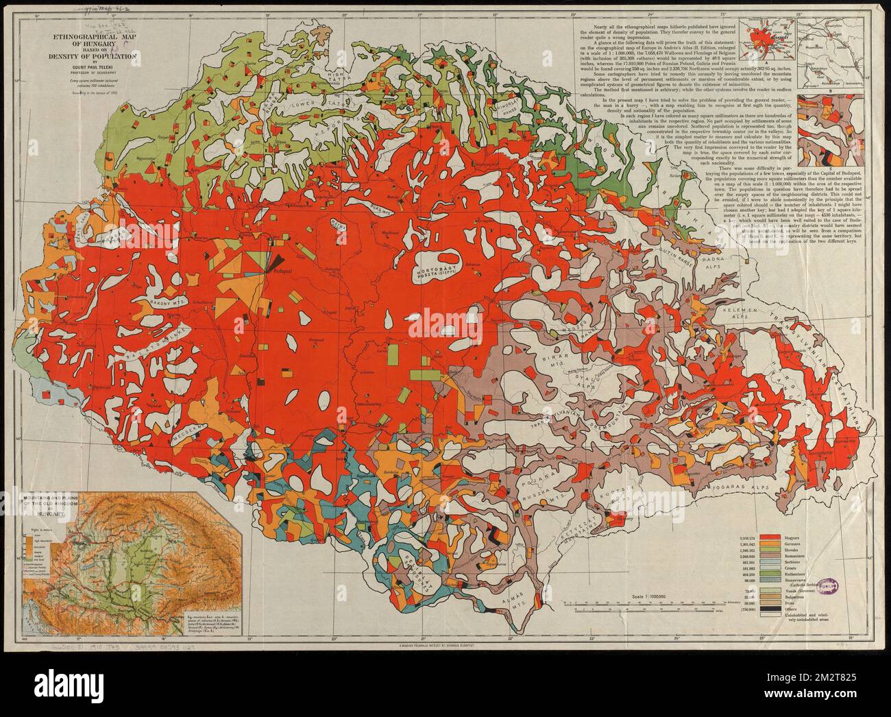 Ethnographical map of Hungary based on the density of population , Population density, Hungary ...