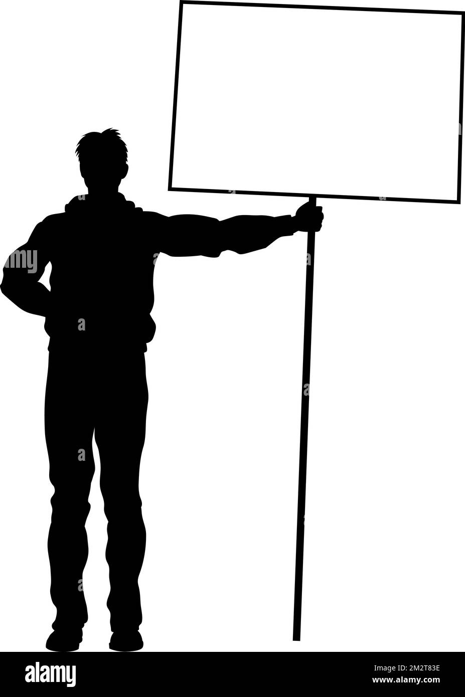 Protest Rally March Picket Sign Silhouette Person Stock Vector Image ...