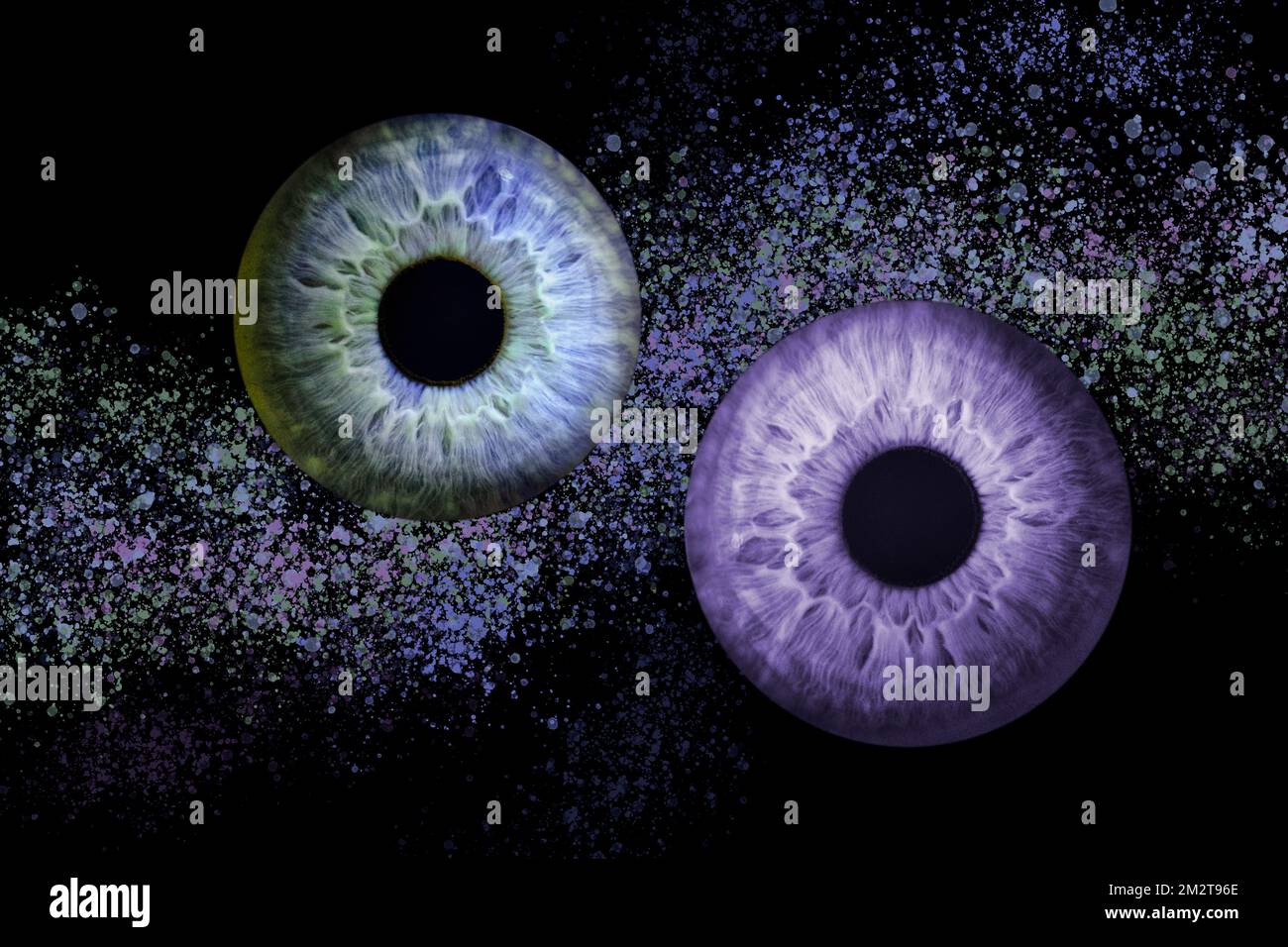 Macro shot of female eye, iris, cropped on black background, usable as ...