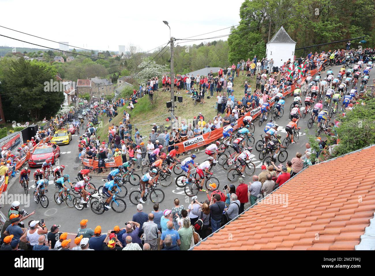 Illustration picture shows the pack of riders in action on the 'Mur de ...