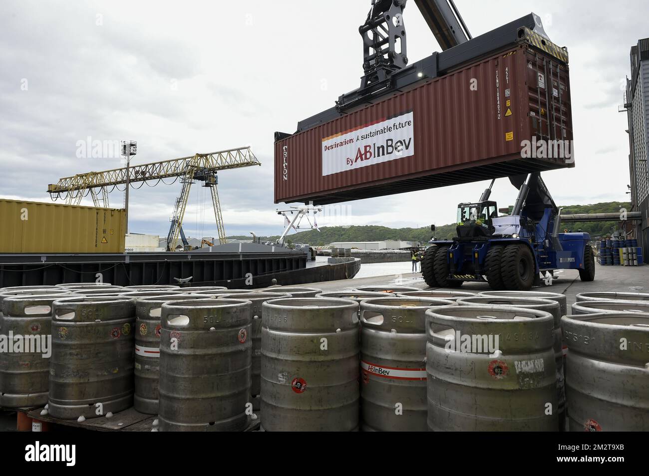 Illustration picture shows a container during the presentation of the ...