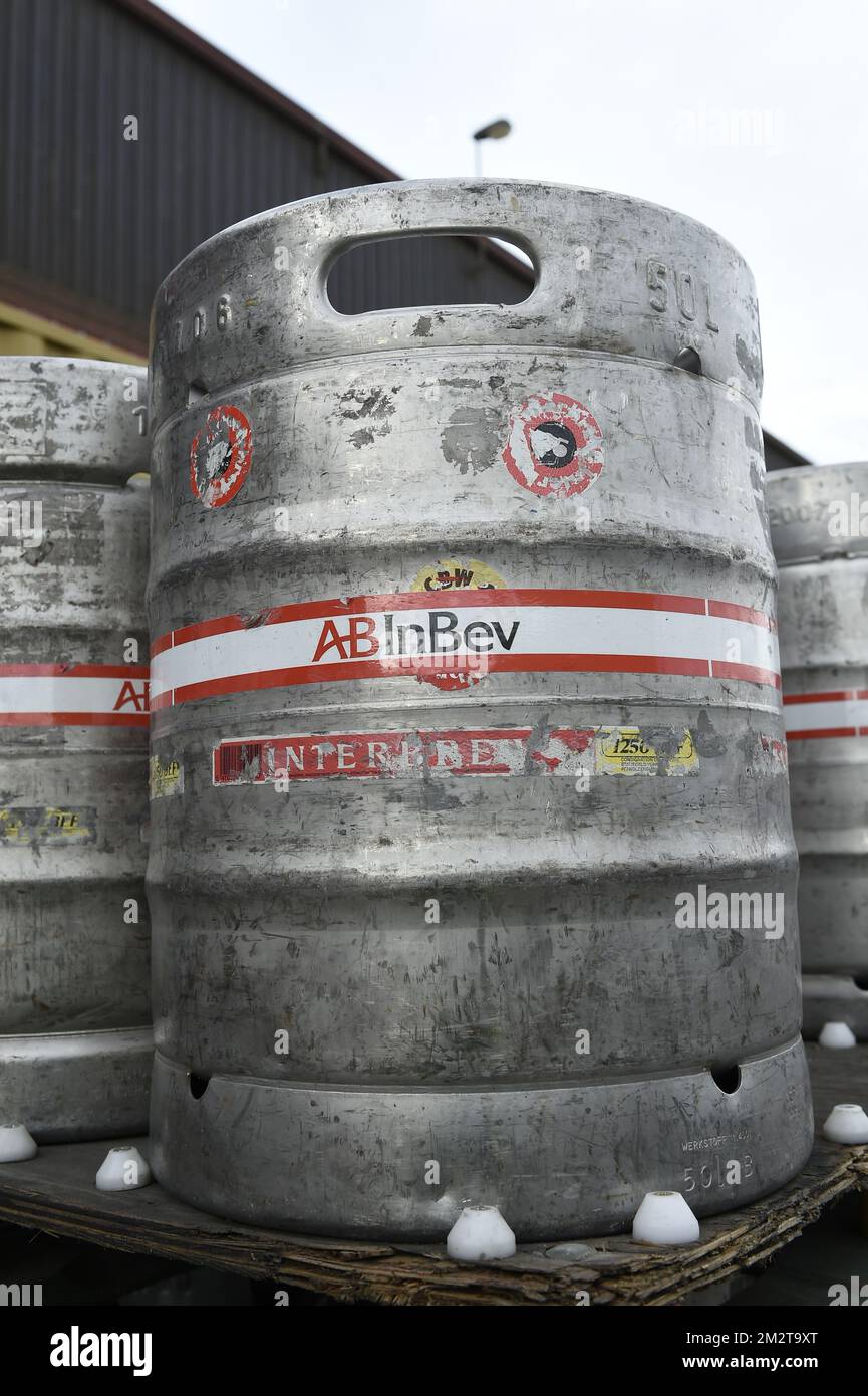 Illustration picture shows AB InBev during the presentation of the ...