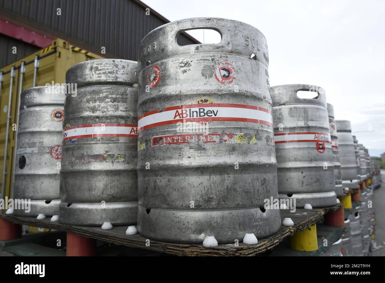 Illustration picture shows AB InBev during the presentation of the ...