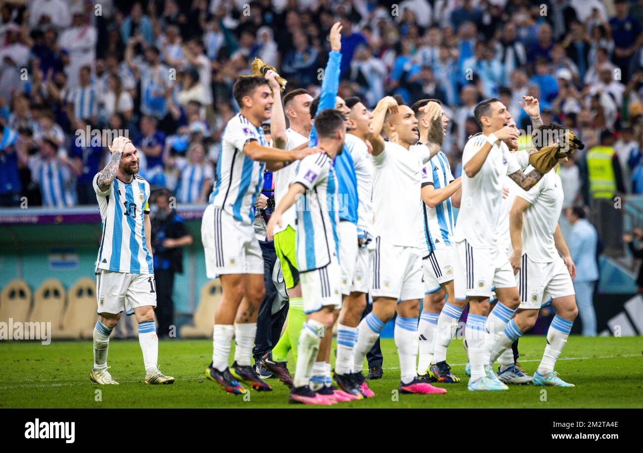 Doha, Qatar. 13th Dec, 2022. Lionel Messi (Arg) holds his own during ...