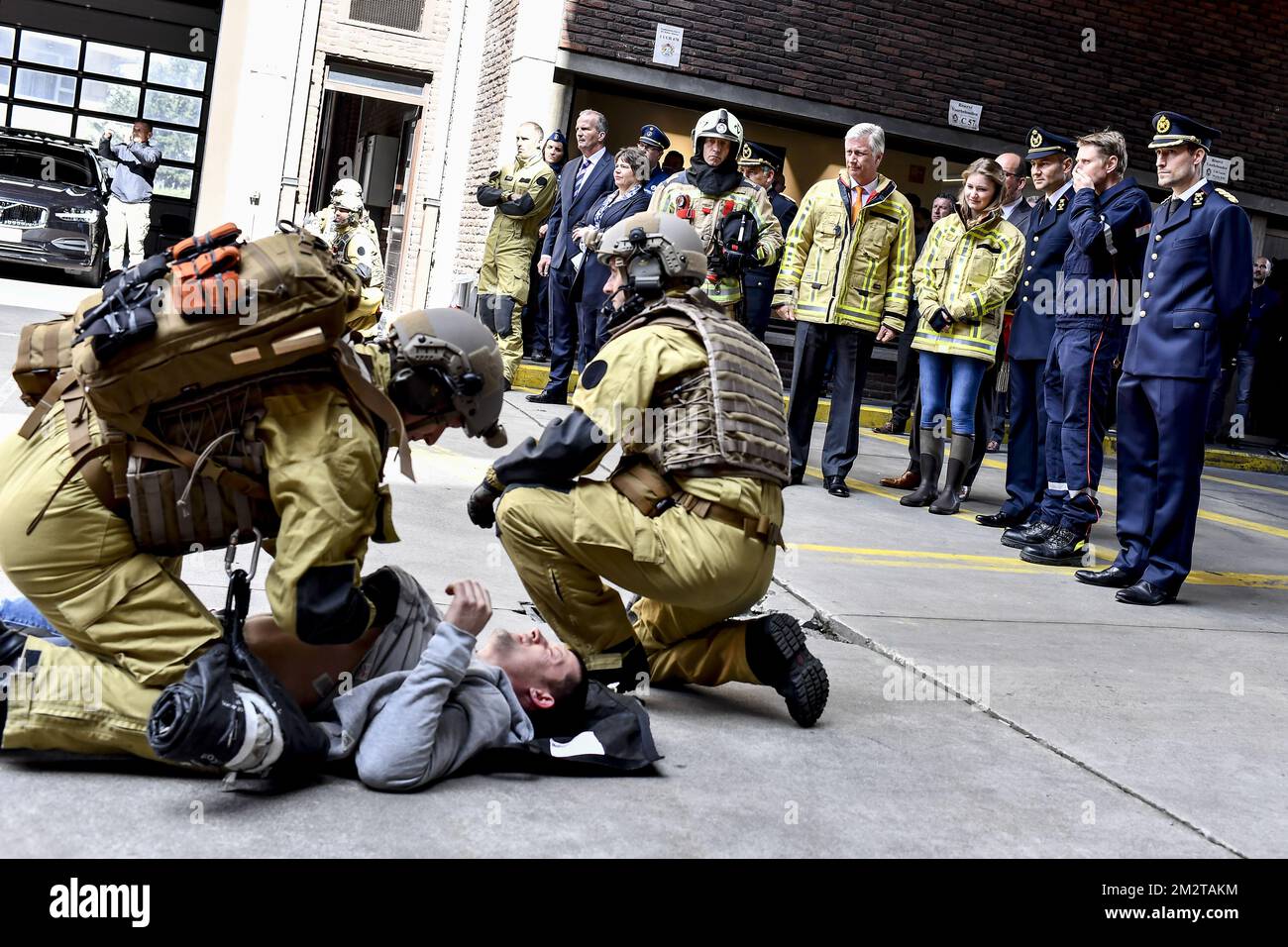 King Philippe - Filip of Belgium and Crown Princess Elisabeth look on ...