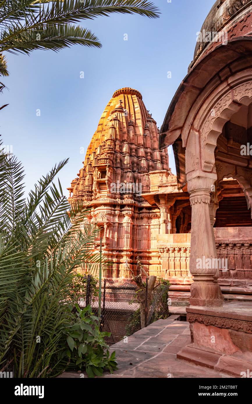 ancient hindu temple architecture with bright sky from unique angle at ...