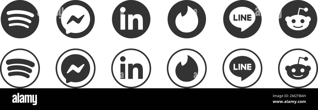 Social media icons or social network logos flat vector icon set ...