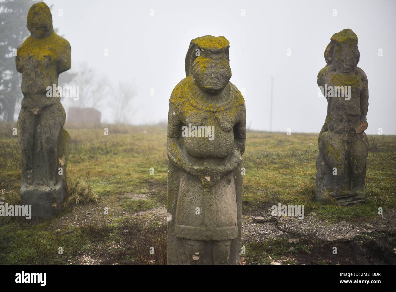 KHARKIV REGION, UKRAINE - DECEMBER 13, 2022 - Polovtsian stone women ...