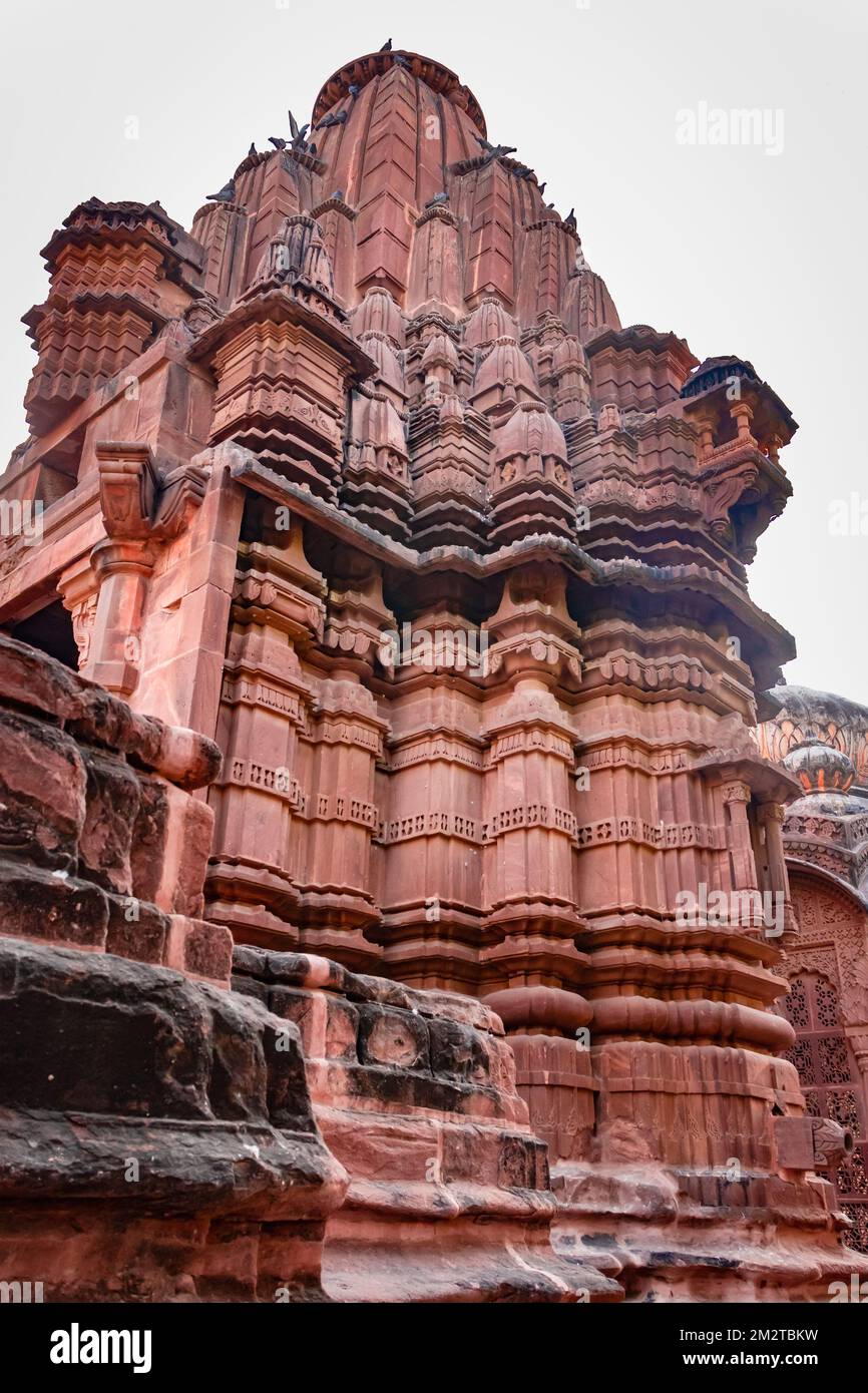 ancient hindu temple architecture with bright sky from unique angle at ...