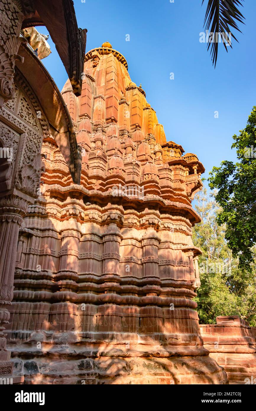 ancient hindu temple architecture with bright blue sky from unique ...