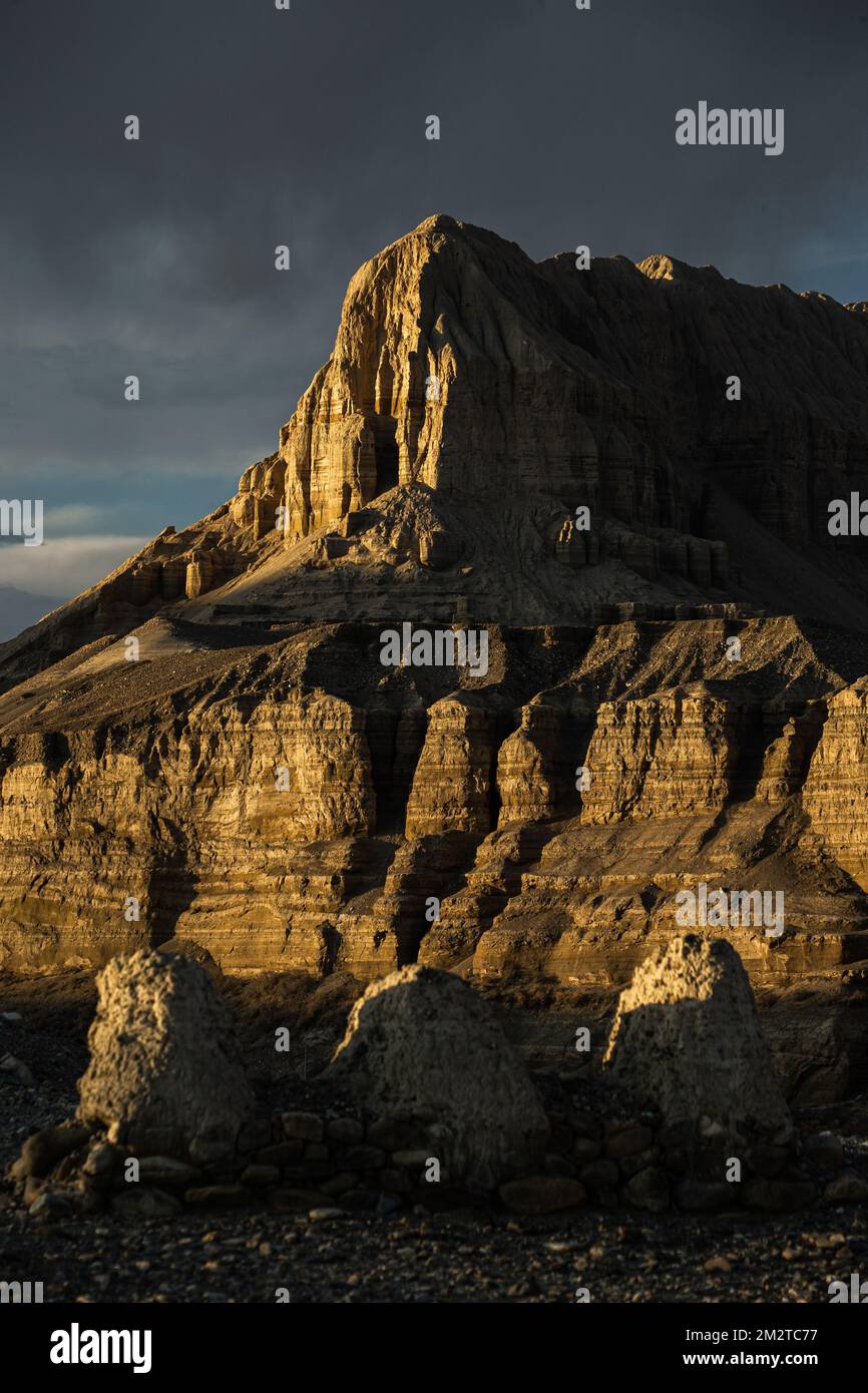 A vertical shot of Earth forest landform in Zanda County, Tibet, China ...