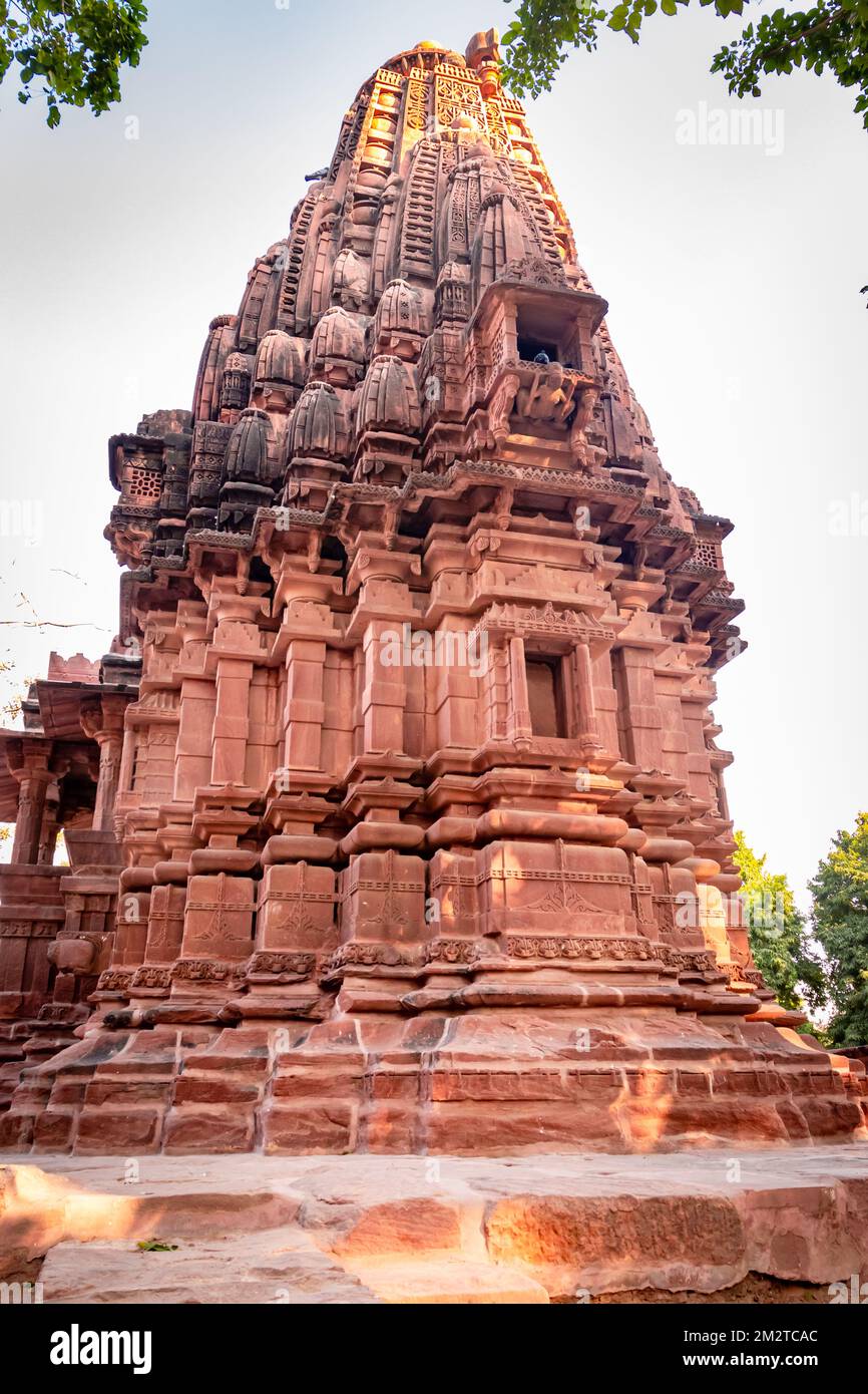 ancient hindu temple architecture with bright sky from unique angle at ...