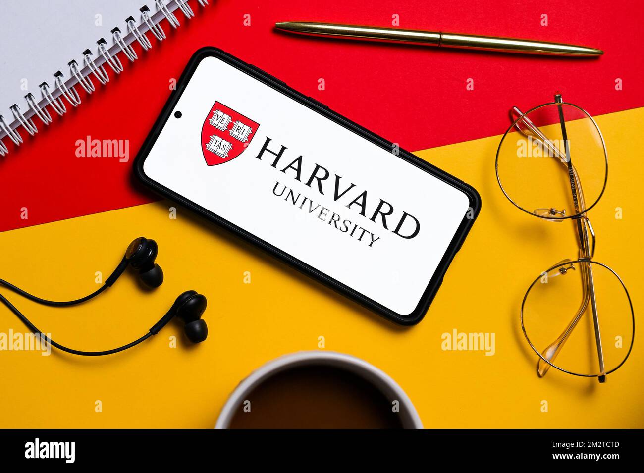 Poland. 10th Dec, 2022. In this photo illustration a Harvard University ...