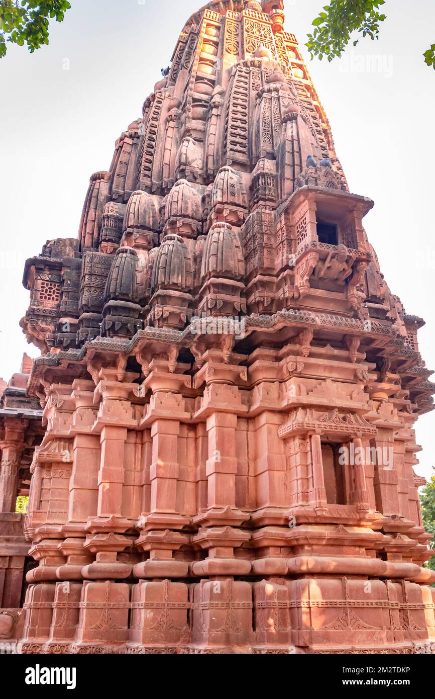 ancient hindu temple architecture with bright sky from unique angle at ...