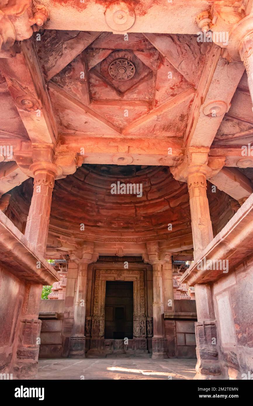 ancient hindu temple dome inside architecture from unique angle at day ...