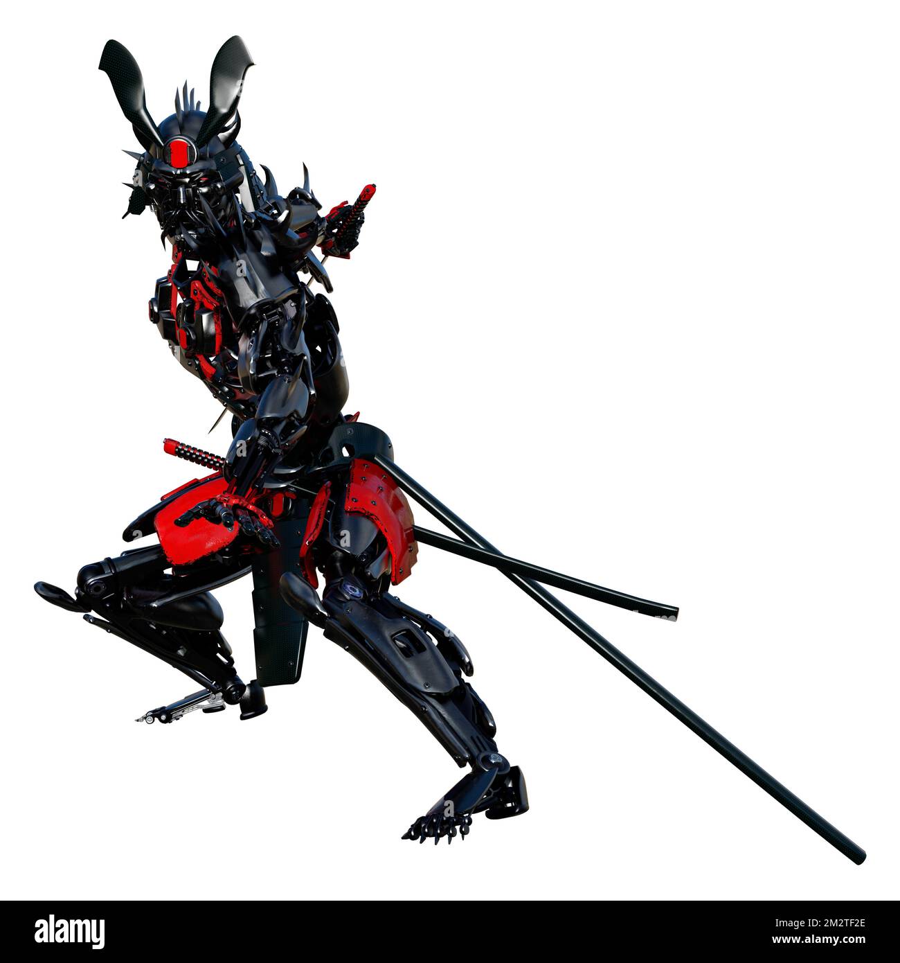 3D rendering of a male samurai robot isolated on white background Stock ...