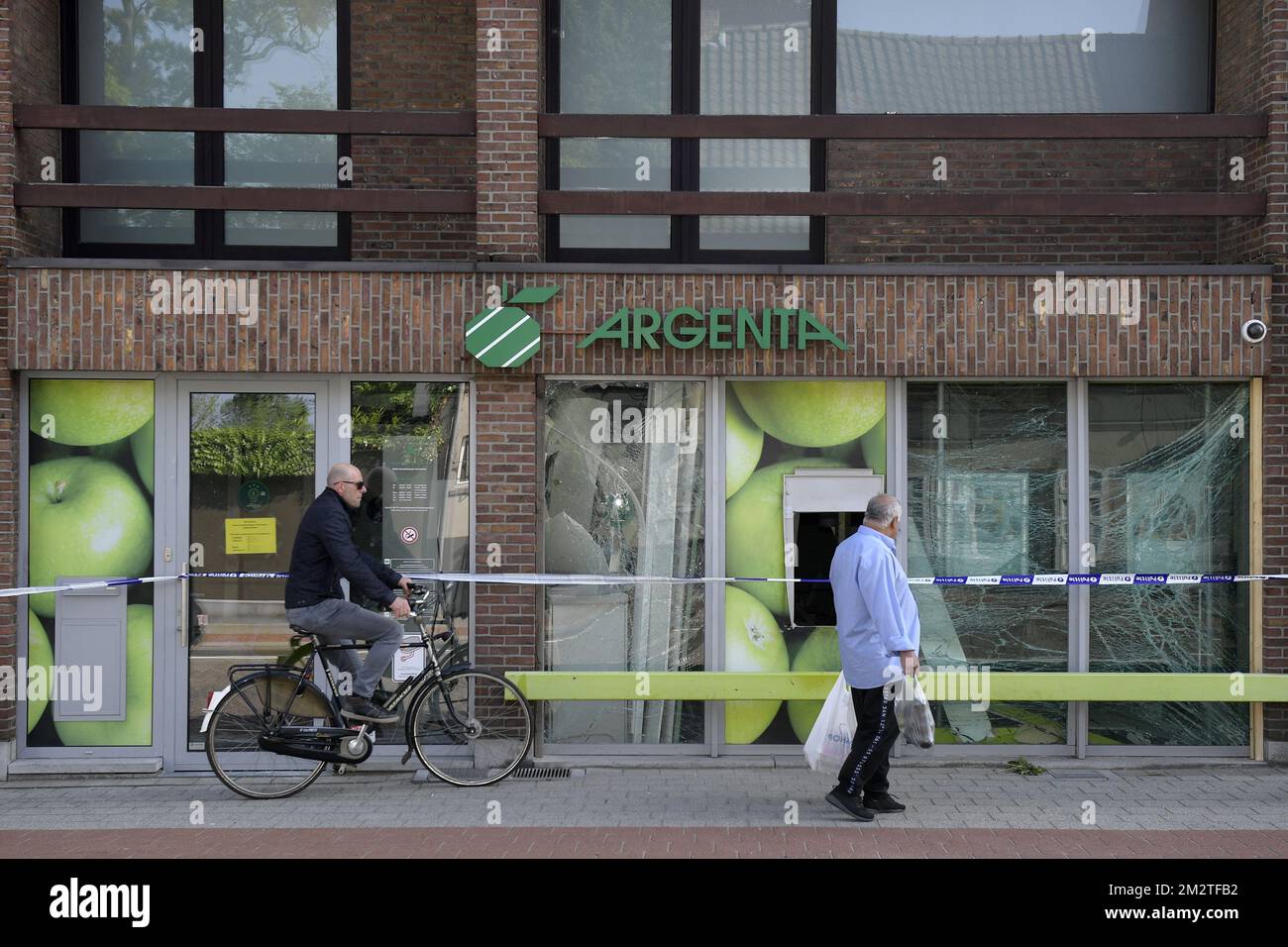 Illustration picture shows the scene of an attempted robbery with ...