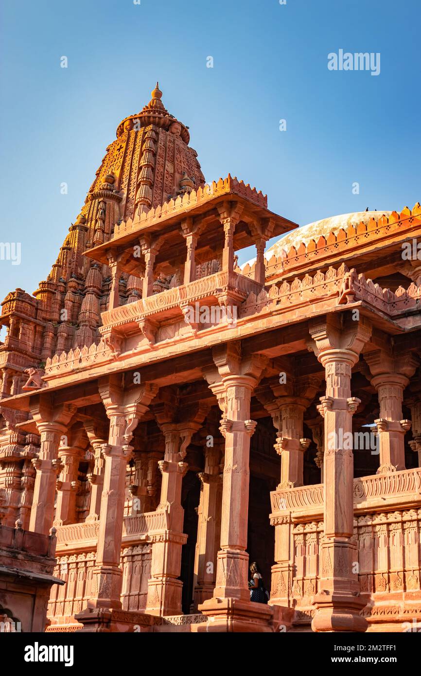 ancient hindu temple architecture with bright blue sky from unique ...