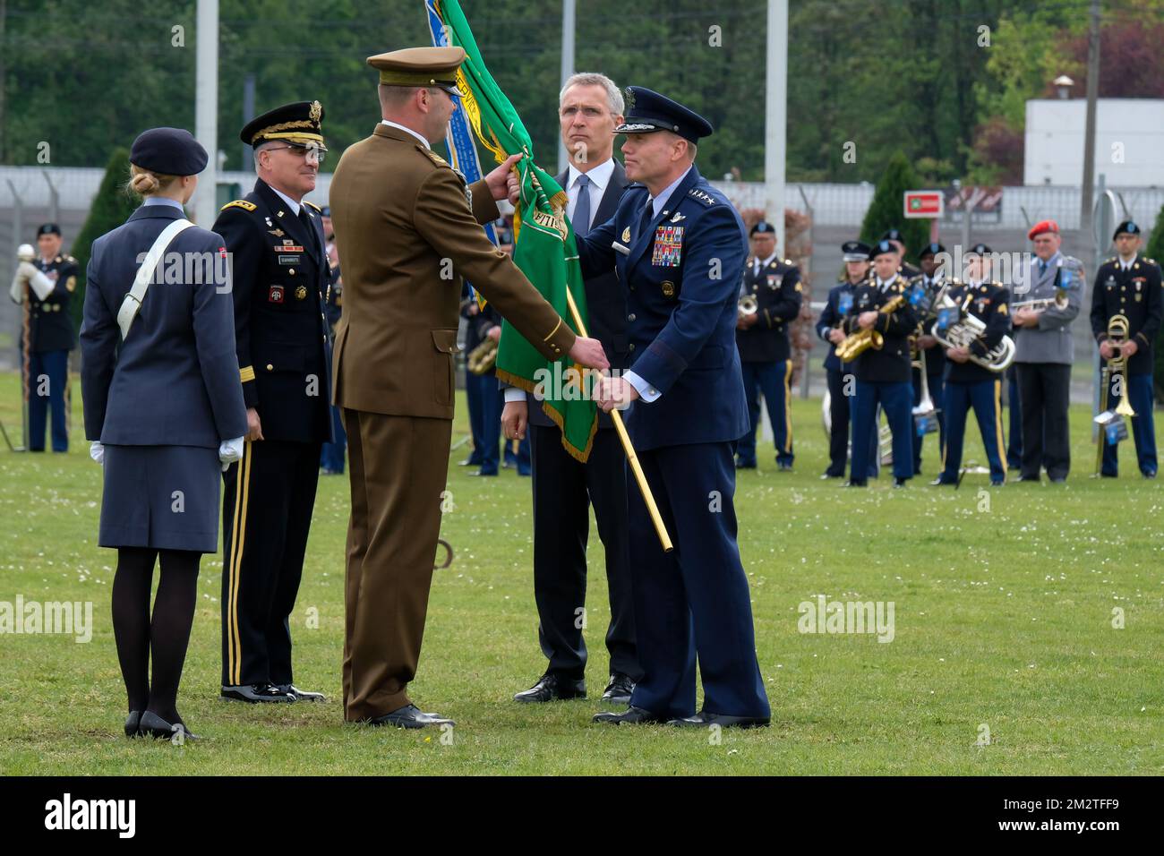 NATO Secretary General Jens Stoltenberg (2R) pictured during a ceremony ...
